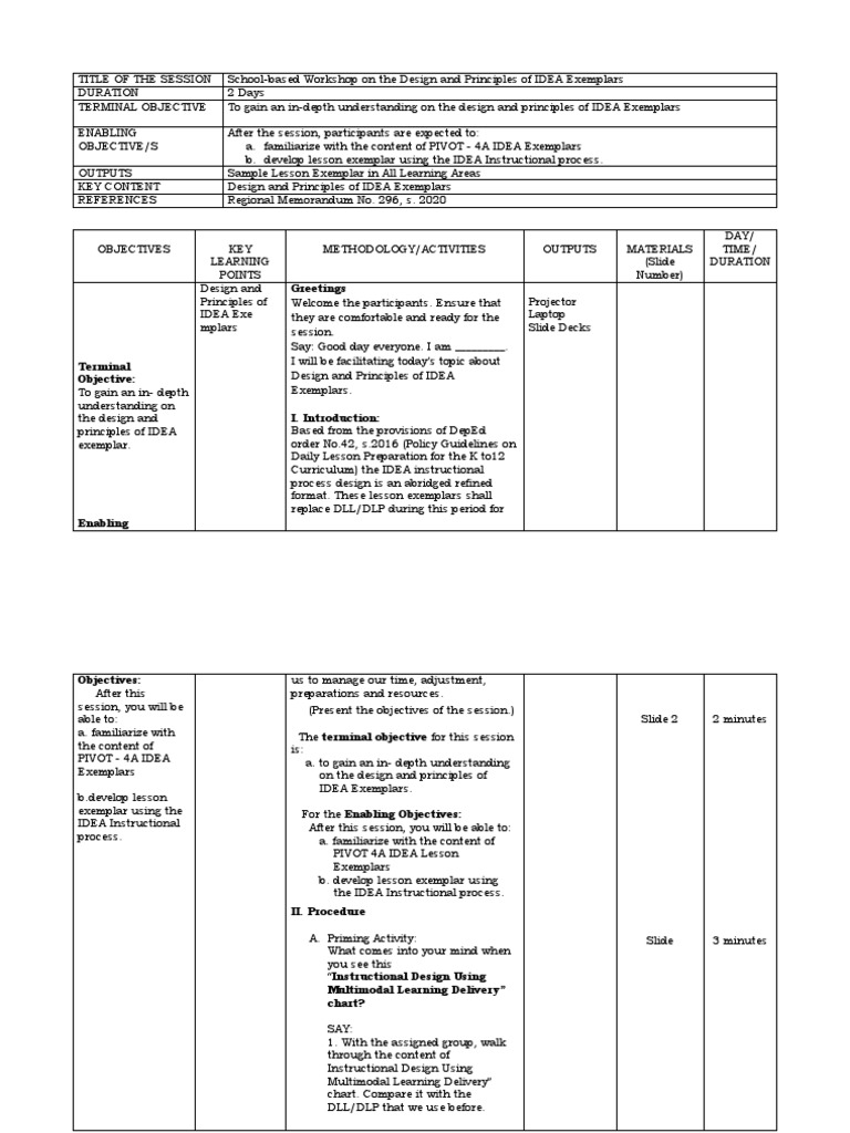 Lac Session-Guide-Idea-Lesson-Exemplar | PDF | Instructional Design ...