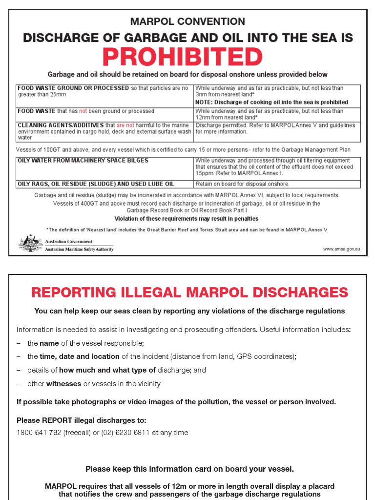 Amsa105 Marpol Annex5 - DomesticVessel | PDF | Environmental Issues | Pollution