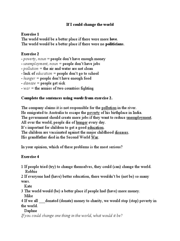 If You Could Change One Thing in The World, What Would It Be? | PDF