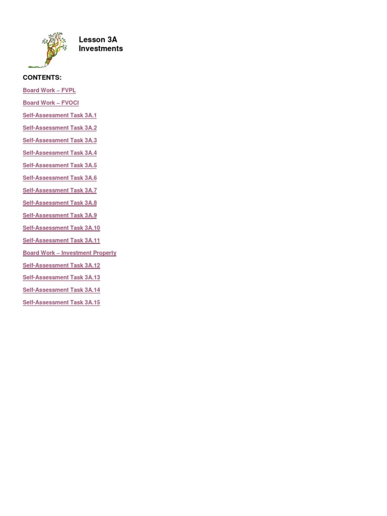 Lesson 3A Investments: Contents | PDF | Comprehensive Income | Equity ...