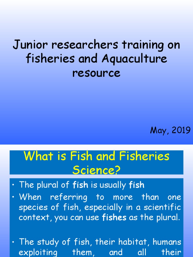 Junior Researchers Training On Fisheries and Aquaculture Resource | PDF ...