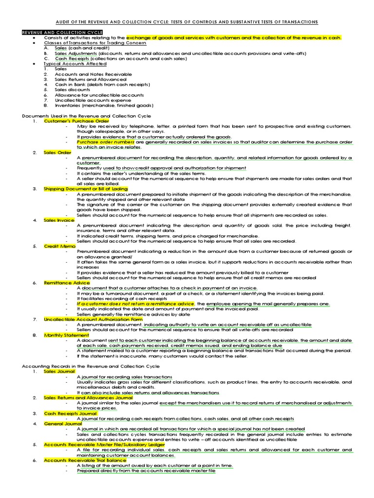 Audit of Revenue-Receipt Cycle | PDF | Receipt | Financial Transaction