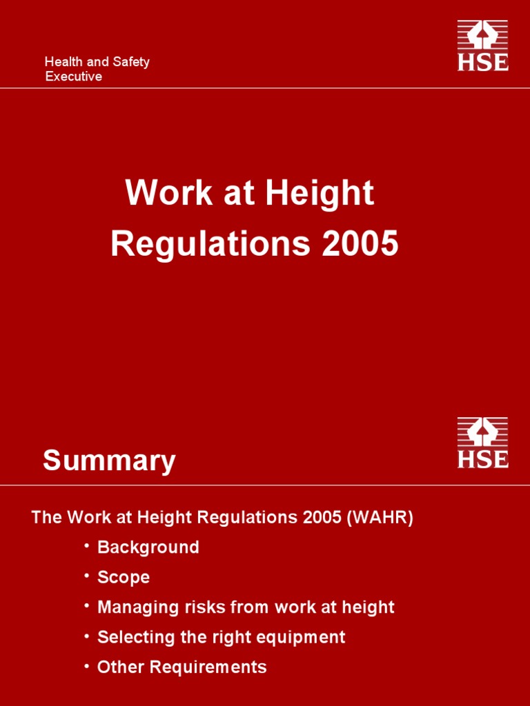 Work at Height HSE | Download Free PDF | Occupational Safety And Health ...