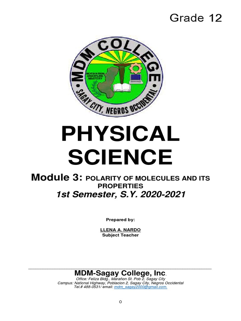 Module 3 - Physical Science PDF | PDF | Chemical Polarity | Intermolecular Force