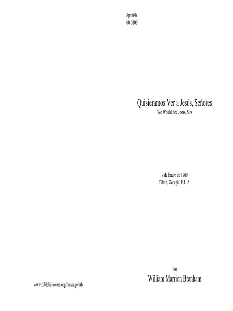 60-0109 Quisieramos Ver A Jesus, Senores WMB | PDF | Jesús | Cristo ...