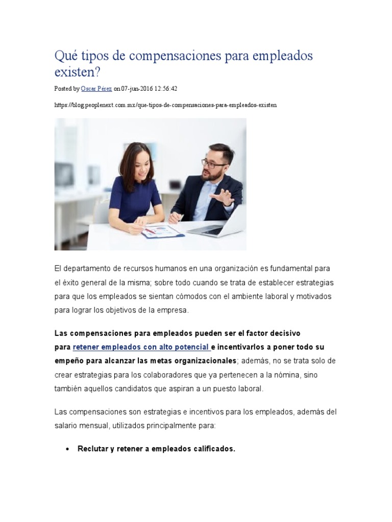 Tipos de Compensaciones | PDF | Salario | Beneficio (economía)