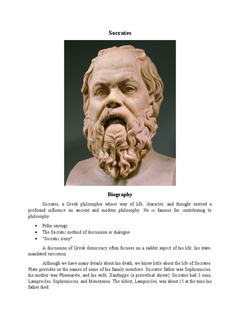 Socrates: Greek Philosopher Known for Contributions to Philosophy | PDF ...