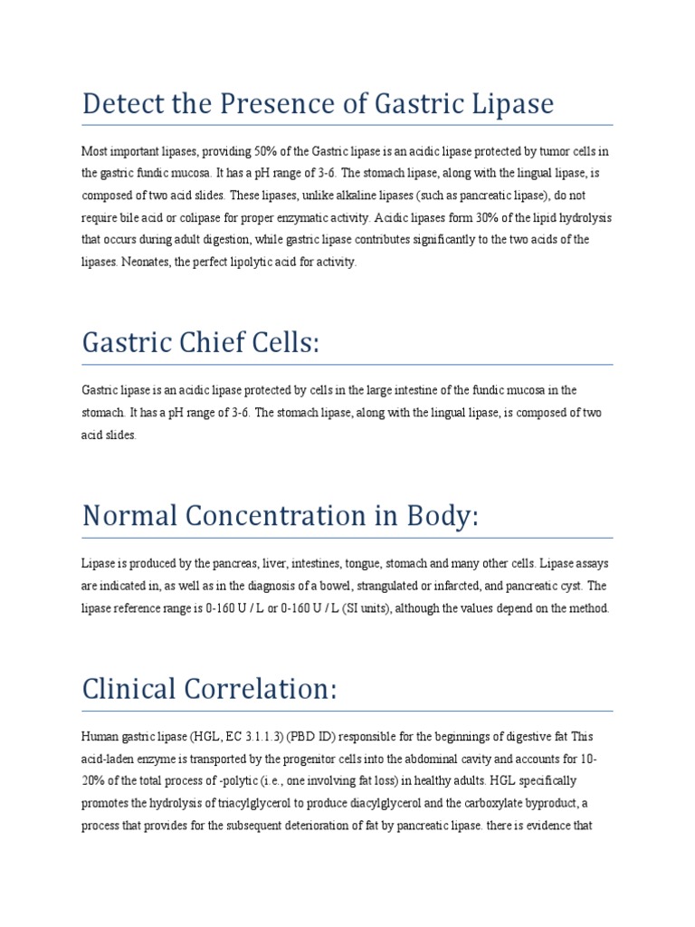 Gastric Lipase: Enzyme Insights | PDF | Stomach | Enzyme Inhibitor