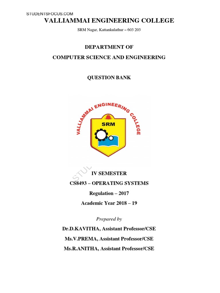 CS8493-Operating Systems-All Units Questions | PDF | Thread (Computing) | File System