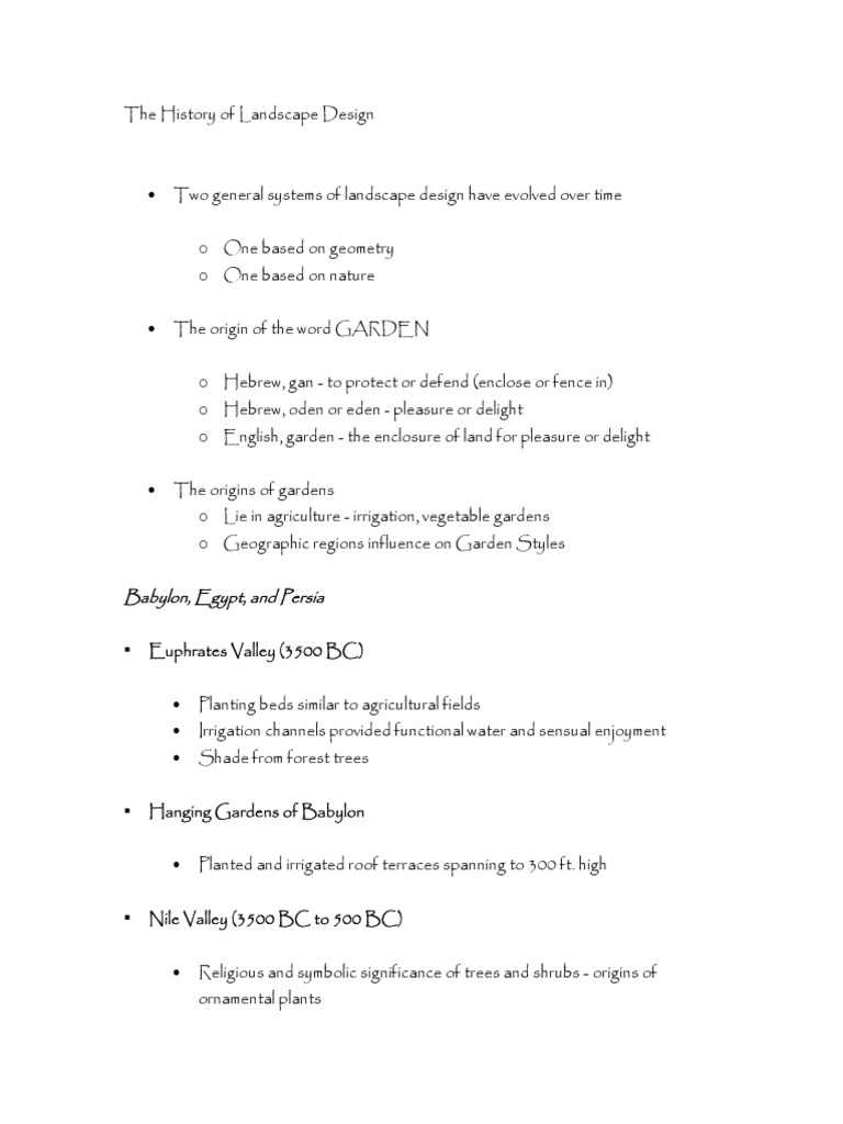 Evolution of Landscape Design History | PDF | Gardens | Hedge