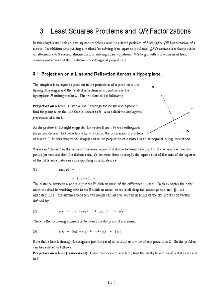 3 1 Projections And Reflections Pdf Line Geometry Mathematical Objects