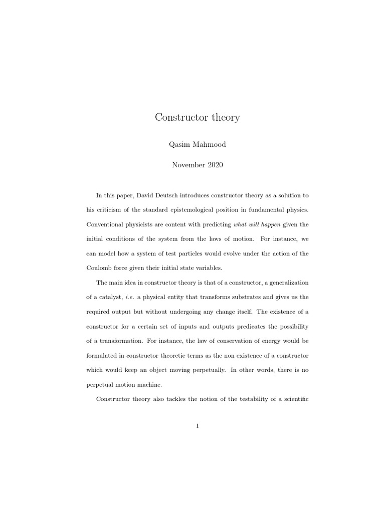 Constructor Theory Download Free Pdf Theory Epistemology Of Science
