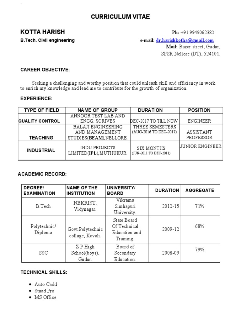 Aspiring Civil Engineer Seeks New Challenges and Opportunities to ...