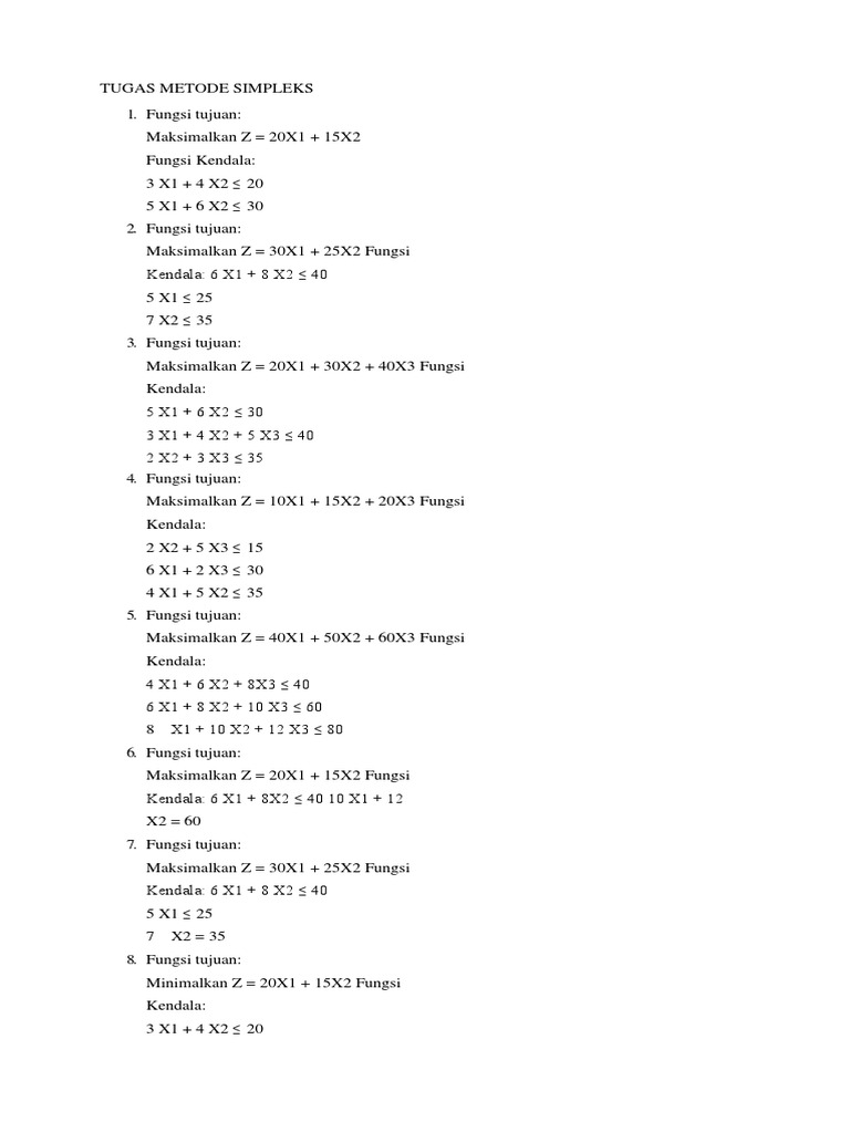 Tugas Metode Simpleks | PDF