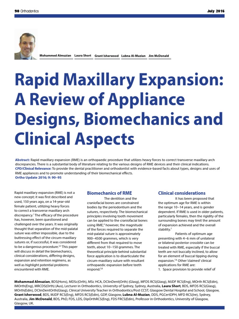 RME Appliances: Designs and Protocols | PDF | Orthodontics | Dentistry