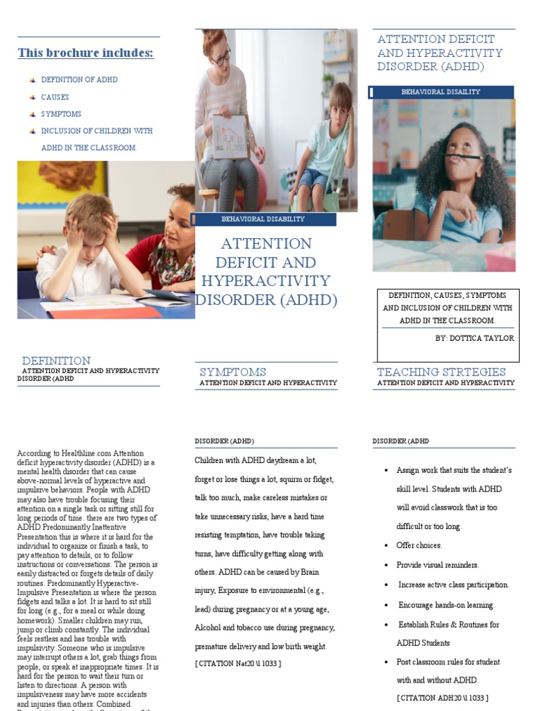 Attention Deficit and Hyperactivity Disorder (Adhd) : This Brochure ...