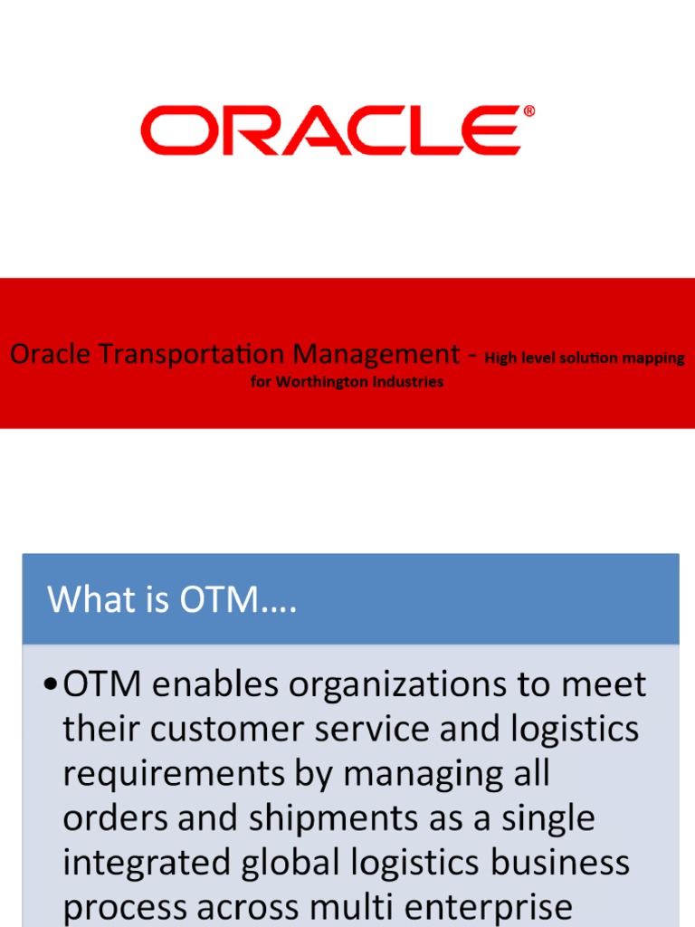 Oracle Transportation Management - Highlevelsolution | PDF | Computers ...