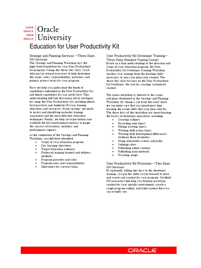Plan and develop User Productivity Kit education | PDF | Scope ...