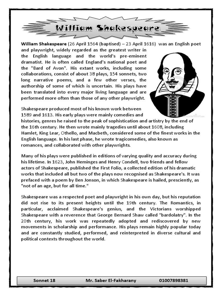 Sonnet 18 | PDF | William Shakespeare | Sonnets