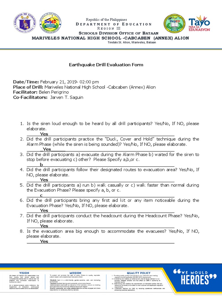 MNHS - Alion Nsed Evaluation 2019 | Download Free PDF | Disaster ...