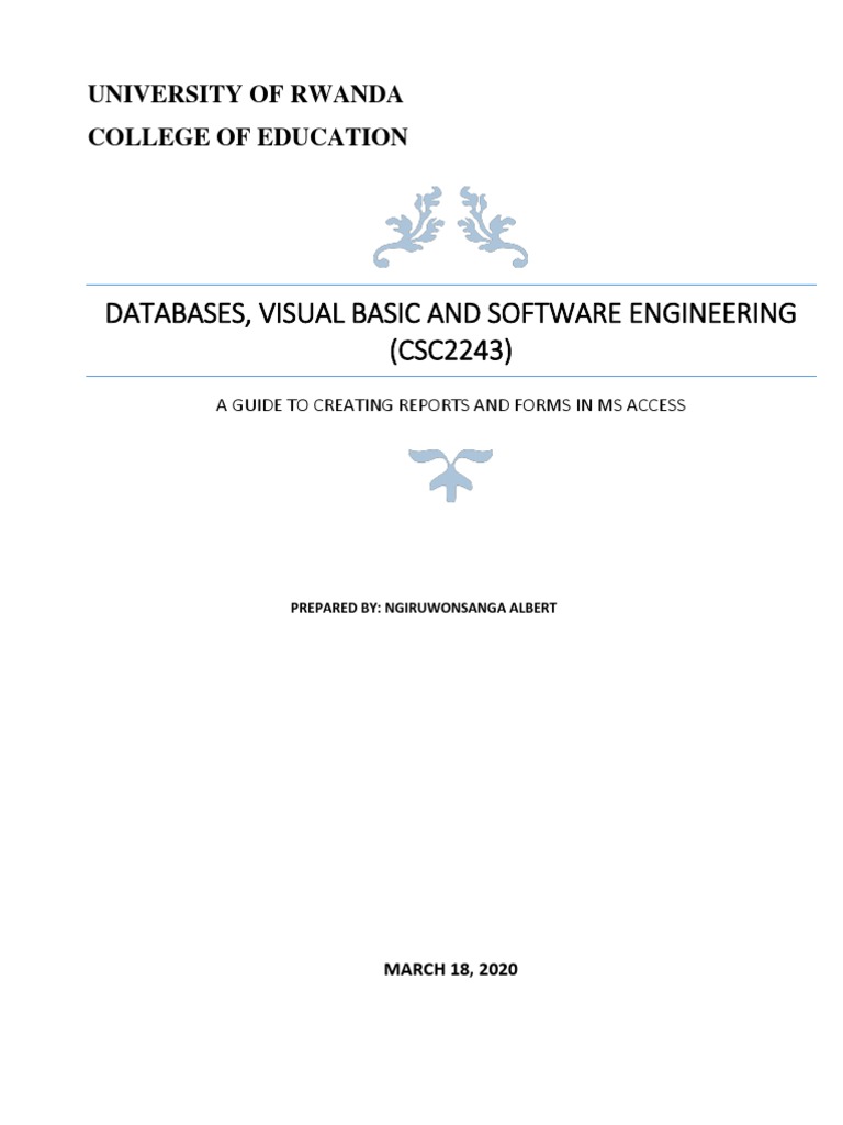 Creating Reports and Forms in Access PDF | PDF | Databases ...