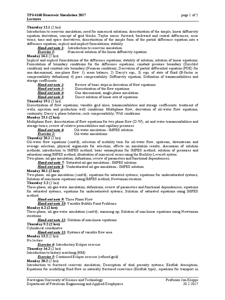 Poster Reservoir Simulation | PDF | Equations | Partial Differential ...