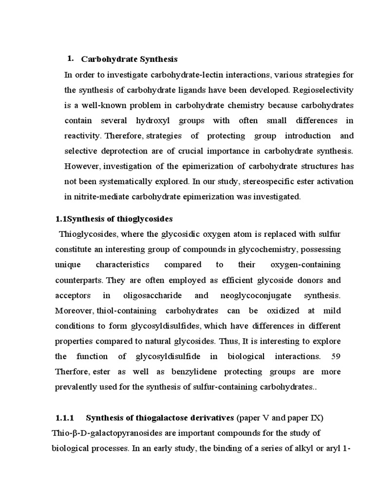 Carbohydrate Synthesis | PDF | Organic Chemistry | Chemistry