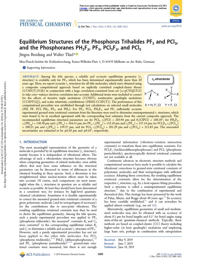 Equilibrium Structures of The Phosphorus Trihalide PDF | PDF | Chemical ...