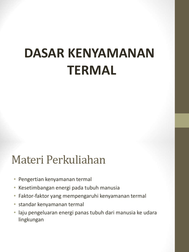 FISIKA BANGUNAN Dasar Kenyamanan Termal | PDF
