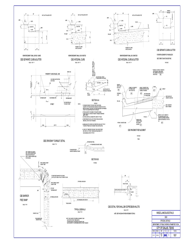 Integral Curb and Gutter Details | PDF | Sidewalk | Road Surface