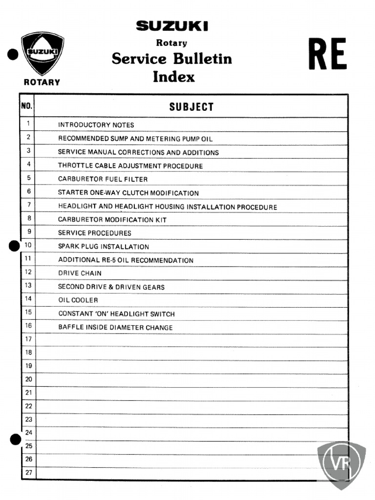 Suzuki RE-5 '74-'75 Service Bulletins | PDF