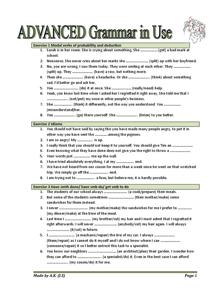 Exercise 1 Modal Verbs of Probability and Deduction: Made by A.K. (I.S ...