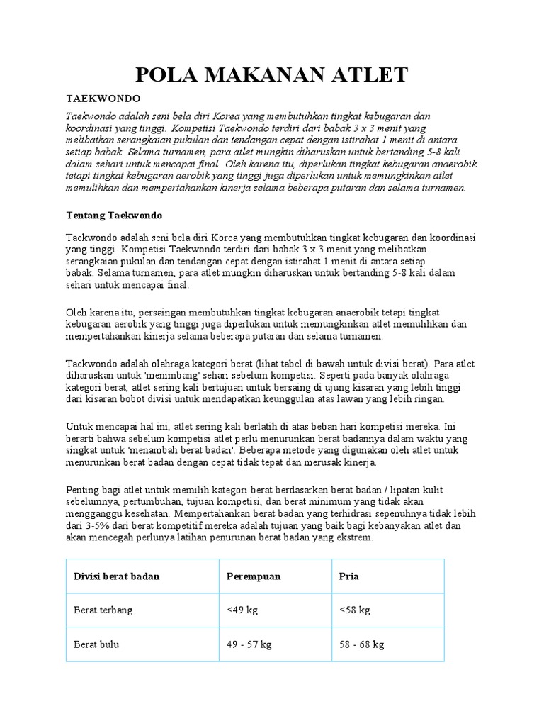 Pola MaKanan Atlet | PDF