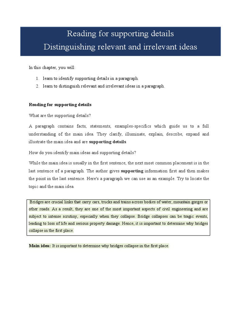Reading For Supporting Irrelevant Details PDF | PDF | Earthquakes ...