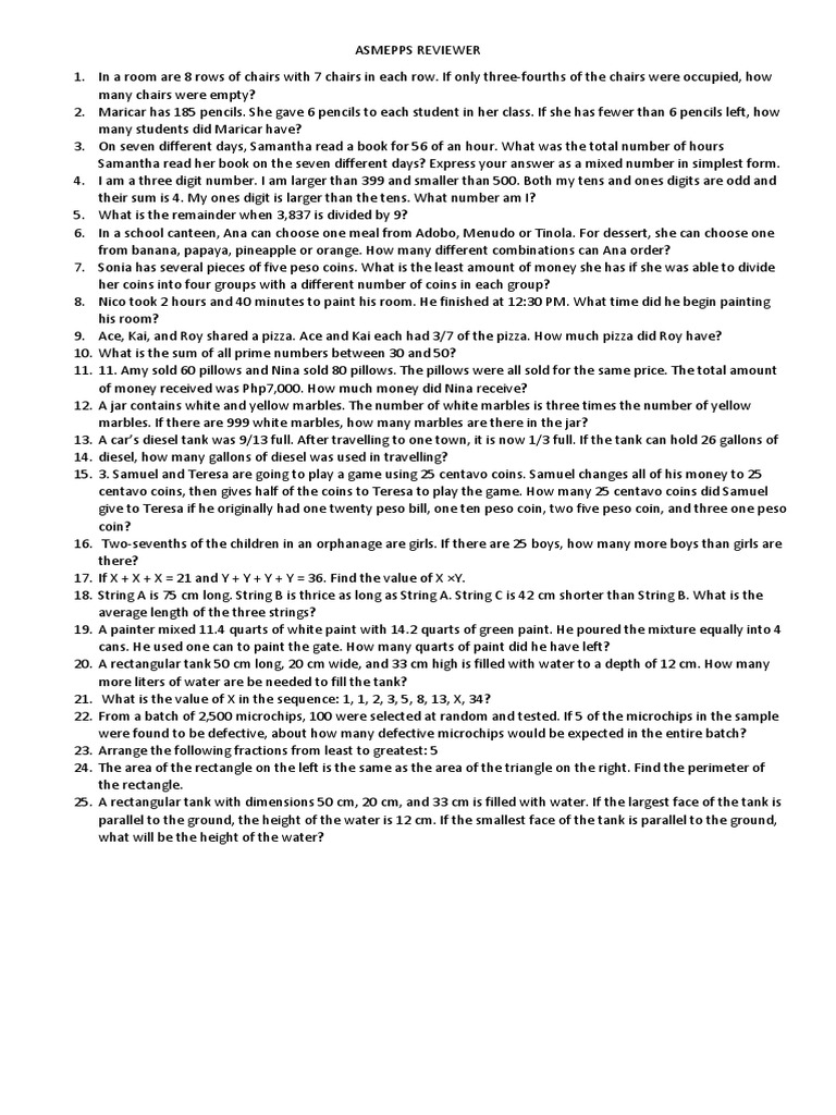 Asmepps Reviewer 2 PDF | PDF | Area | Elementary Mathematics