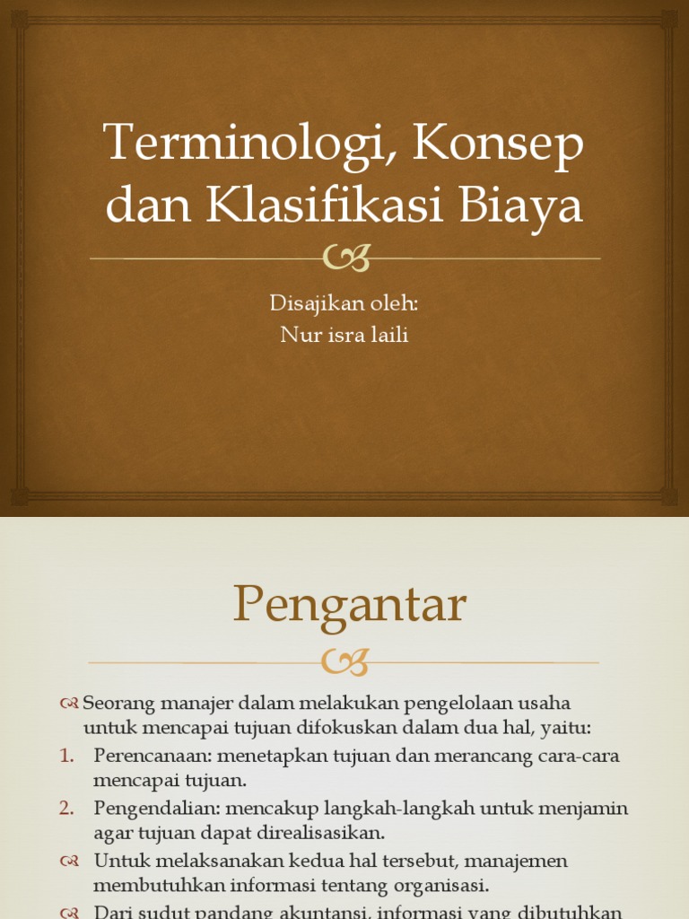 Klasifikasi dan Terminologi Biaya Akuntansi | PDF | Pengelolaan ...