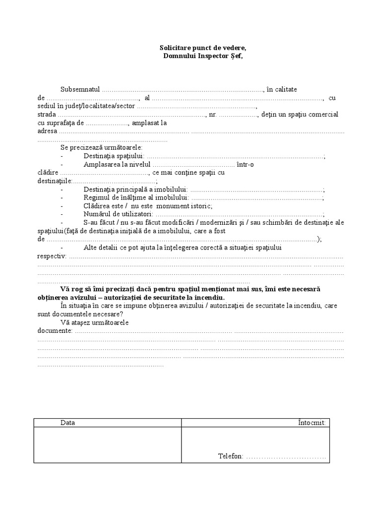 Solicitare Punct de Vedere Autorizatie de Constructie Aviz | PDF