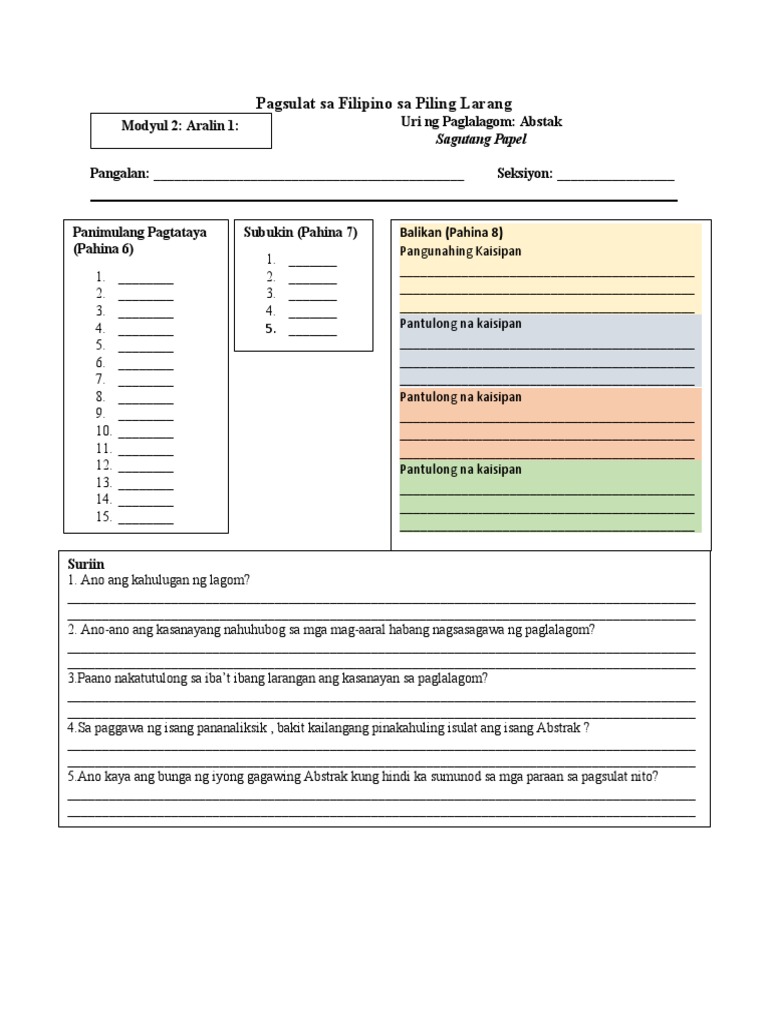 Modyul 2 Uri NG Pagbubuod | PDF