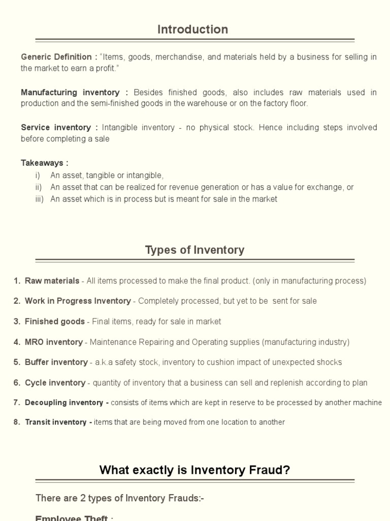 Inventory Frauds | PDF | Cost Of Goods Sold | Inventory