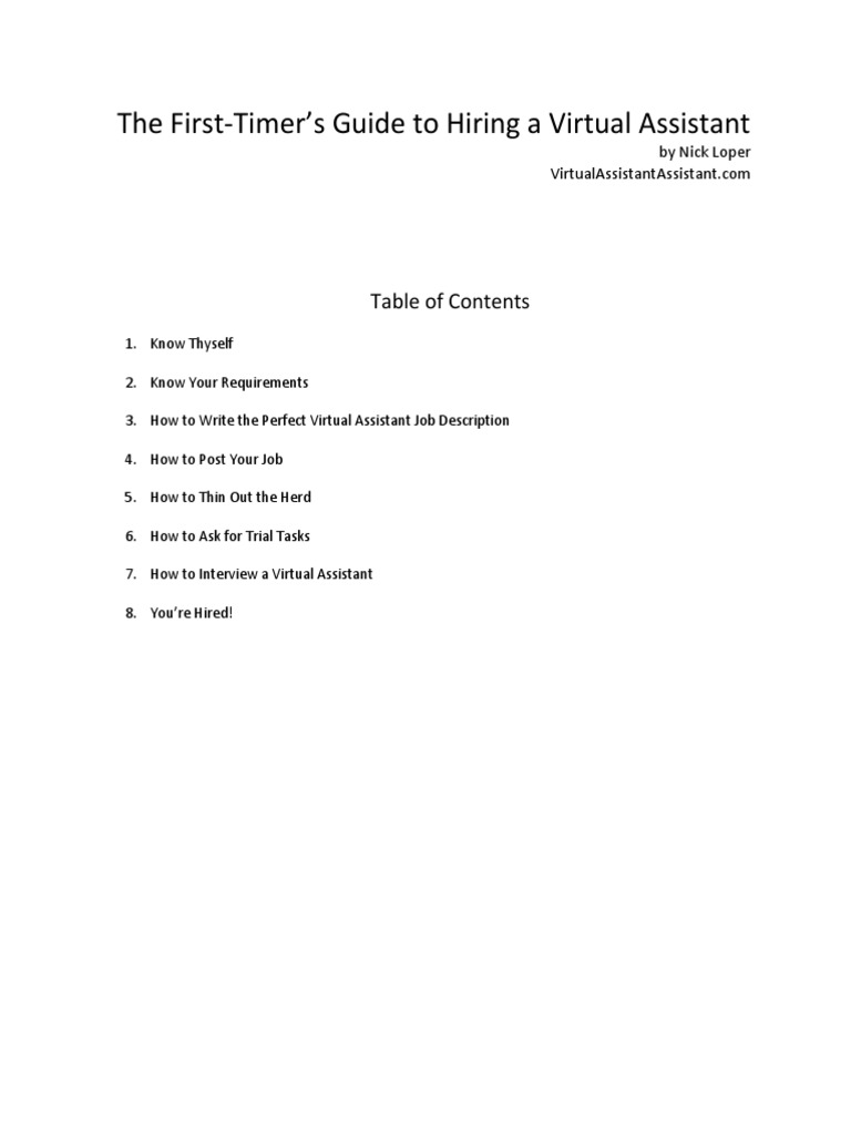 Hiring Your First Virtual Assistant Guide | PDF | Email Spam | Test ...