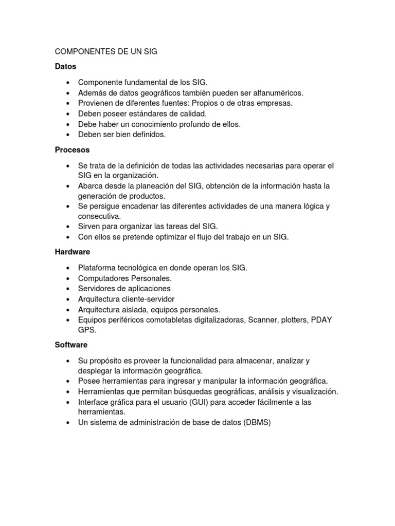 Componentes de Un Sig PDF | PDF | Sistema de información geográfica ...