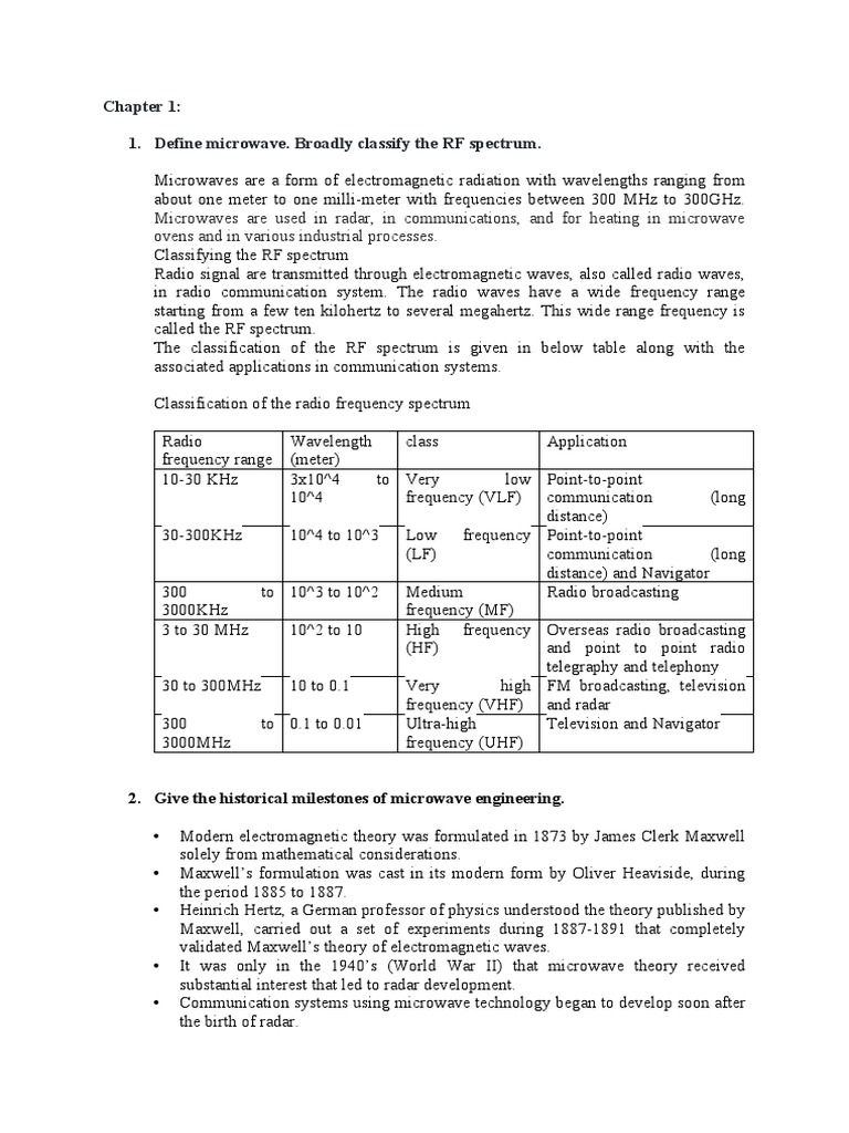 Chapter 1 RF | PDF | Radio Spectrum | Microwave