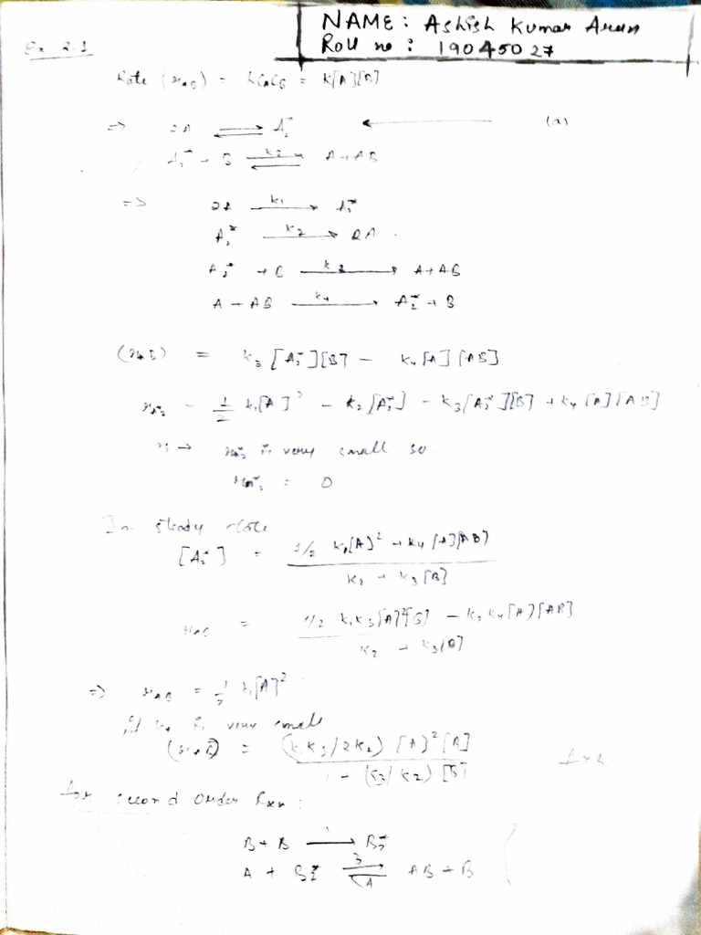 (Ashish Kumar Arun) CRE - Ashish Kumar Arun 4-Year B.Tech. Chemical Engineering | PDF