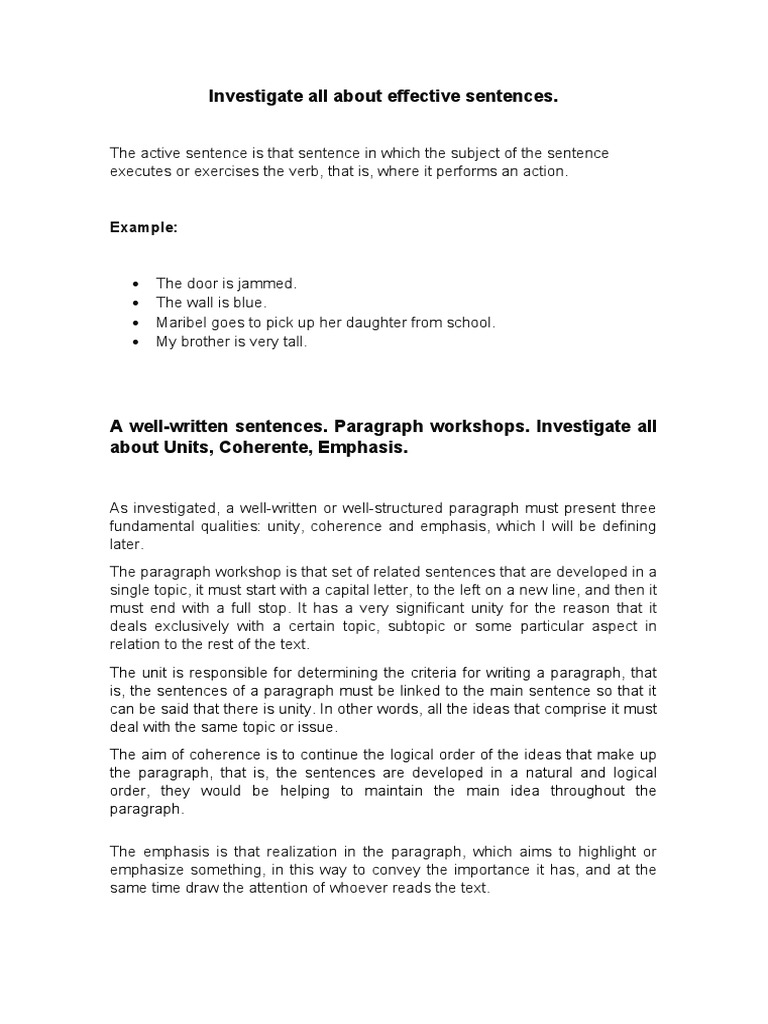 Investigate All About Effective Sentences. | PDF | Perfect (Grammar ...
