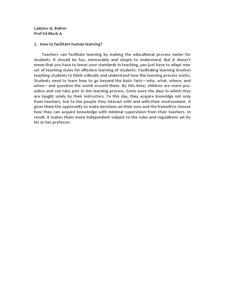 How To Facilitate Human Learning Pdf