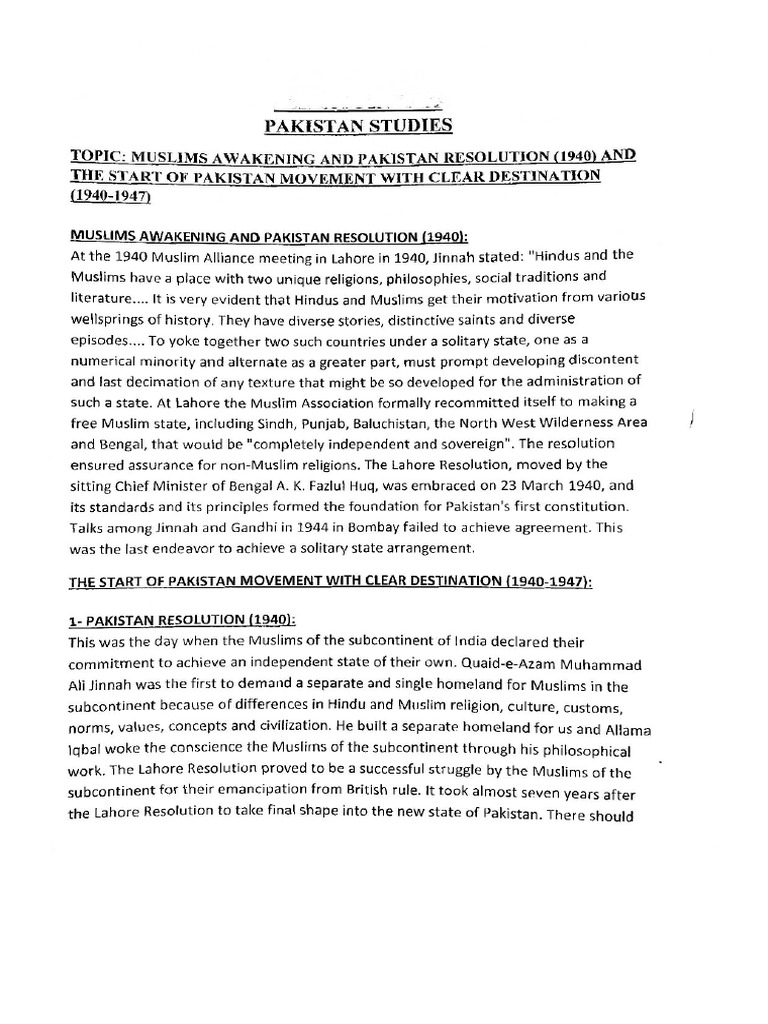 Pakistan Resolution | PDF