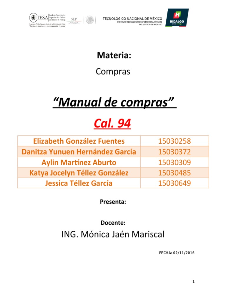 Manual de Compras | PDF | Calidad (comercial) | Planificación