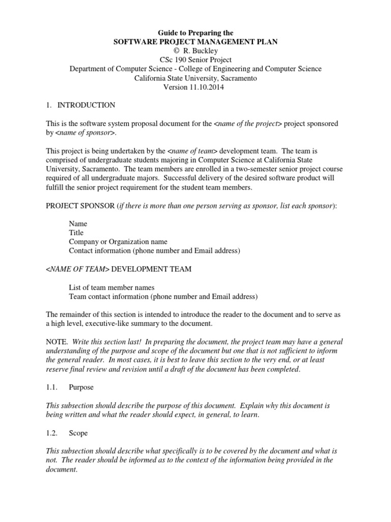 Guide To Preparing The Software Project Management Plan | PDF | Project ...