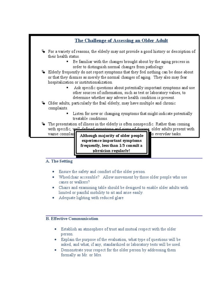 Geriatric Assessment | PDF | Geriatrics | Old Age