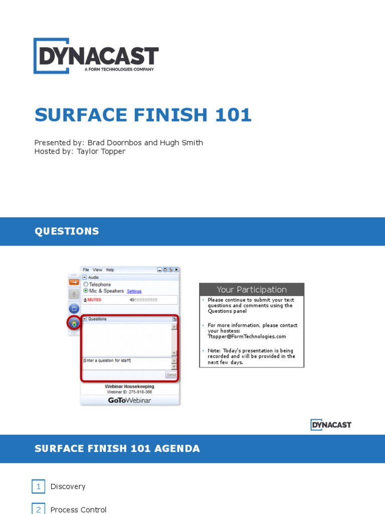 Dynacast Surface Finish 101 Webinar Slides PDF | PDF | Industrial ...